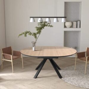 Acanva Extension Oval/Round Dining Table for 6, Expandable Butterfly Leaf & Sturdy Base, Suit for Kitchen, Living Room & Apartment, 51.2”W(+19.7”) x 51.2”D x 30.1”H, Light Oak