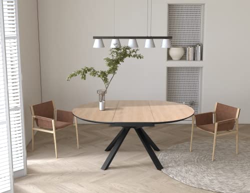 Acanva Extension Oval/Round Dining Table for 6, Expandable Butterfly Leaf & Sturdy Base, Suit for Kitchen, Living Room & Apartment, 51.2”W(+19.7”) x 51.2”D x 30.1”H, Light Oak