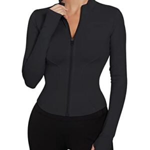 LUYAA Women's Black Workout Jacket Zip Up Athletic Activewear Cropped Jackets S