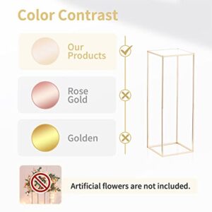 Nuptio Gold Vases for Centerpieces Wedding with Acrylic Panel - 2 Pcs 31.5 inch Tall Metal Flower Vase Flowers Stand - Elegant Bulk Weddings Decoration Table Geometric Centerpiece for Party Tables