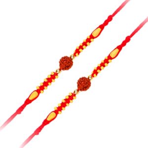 cherkraft rakhi for brother thread for men/boy raksha bandhan rudraksha rakhi set of 2 (small rudraksha 1)