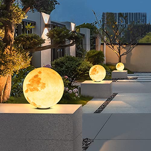 JSBDPHW Creative Moon Shape Pillar Lamp Modern Simple LED Post Light Outdoor Waterproof Column Light Courtyard Wall Lamp Villa Garden Lawn Decoration Landscape Light