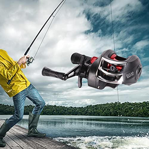 B Baosity Comfortable 2LB Carbon Fiber Drag 7.2:1 Magnetic Brakes Baitcaster Fishing Reel for Outdoor Sea Fishing, Right Hand