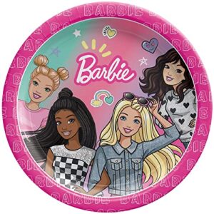 Barbie Dream Birthday Party Supplies Bundle Pack includes Dessert Plates, Lunch Plates, Napkins, Table Cover, Candles (Bundle for 16)