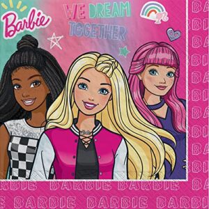 Barbie Dream Birthday Party Supplies Bundle Pack includes Dessert Plates, Lunch Plates, Napkins, Table Cover, Candles (Bundle for 16)