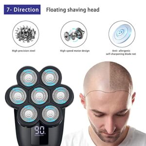 Electric Head Shavers for Bald Men, Upgraded 7 Floating Heads,Head Razors with Nose&Ear Trimmer,Bald Head Shavers for Men, LED Display, 90 Mins Run time, Travle Lock