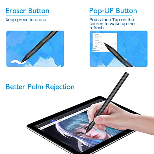 Trakxy Stylus Pen for Surface, Digital Pen Compatible with Microsoft Surface Pro X/9/8/7/6/5/4/3/Surface Laptop 5/4/3/2/1/go 3/2/1/Book 2/1/Studio, Magnetic Adsorption, Palm Rejection Stylus Pen Black