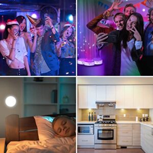 EverBrite Puck Lights with Remote, Wireless LED Puck Lights Battery Operated, 13 RGB Colors Changing Under Cabinet Lights, Dimmable Closet Lights with Timer, Battery Included (6-Pack)