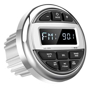 bluetooth marine boat radio receiver: waterproof marine gauge stereo system - hd lcd display am fm tuner mp3 aux-in usb built-in eq