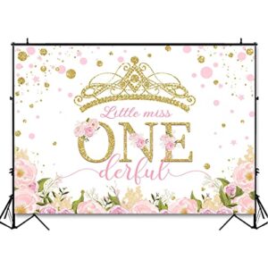 Avezano Gold Crown Princess 1st Birthday Backdrop Miss Onederful Photography Background Blush Pink and Gold Little Princess First Birthday Party Decoration (8x6ft)