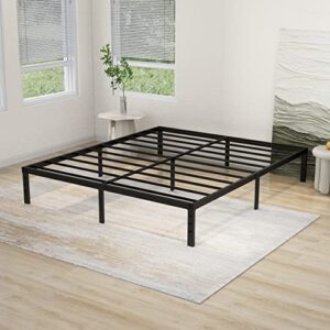 nightell 14 inches california king platform bed frame, 2500 lbs heavy duty steel slat support, noise free no box spring needed, easy assembly black