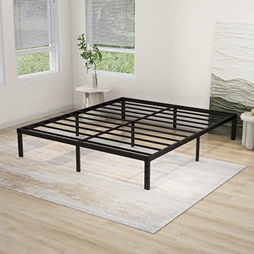 Nightell 14 Inches California King Platform Bed Frame, 2500 lbs Heavy Duty Steel Slat Support, Noise Free No Box Spring Needed, Easy Assembly Black