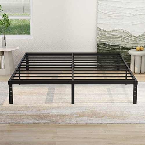 Nightell 14 Inches California King Platform Bed Frame, 2500 lbs Heavy Duty Steel Slat Support, Noise Free No Box Spring Needed, Easy Assembly Black