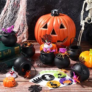 320 Pieces Halloween Game Toy Gifts 40 Pack Prefilled Cauldrons with Halloween Toy Eyeballs with Spider Rings Pumpkin Spinner Tops Halloween Toy Eyeballs Sticky Hands for Halloween Party Favors