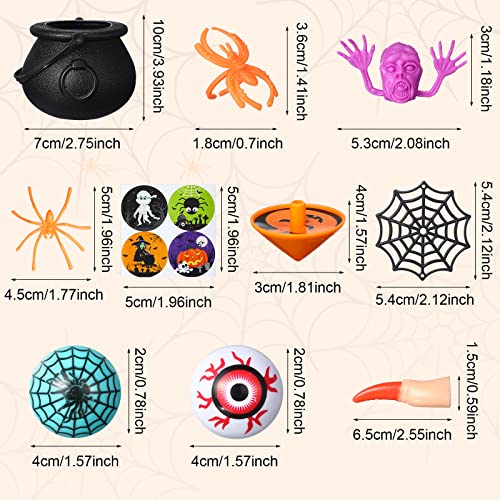 320 Pieces Halloween Game Toy Gifts 40 Pack Prefilled Cauldrons with Halloween Toy Eyeballs with Spider Rings Pumpkin Spinner Tops Halloween Toy Eyeballs Sticky Hands for Halloween Party Favors