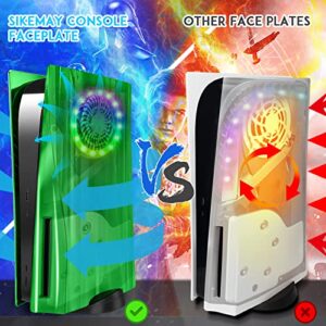 SIKEMAY PS5 Accessories Playstation 5 Plates with RGB LED Light Strip, Console Cover Face Plates Side Shell with Cooling Vents, PS5 Lights 8 Color 400+Effects Kit, Custom Dust Skin - Plating Green