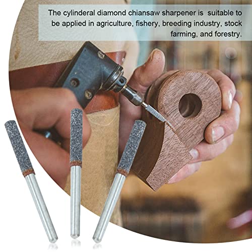 Diamond Chainsaw Sharpener Burr Stone File, 3Pcs 4mm Sharpening Stone, Fit for Any Rotary Tool Power Drill/Hand Drill Attachment, Diamond Chainsaw Sharpener Burr Stone File, 3Pcs 4grinding stone