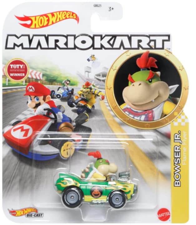 DieCast Hot Wheels Mario Kart Bowser Jr, Flame Flyer 1:64 Scale