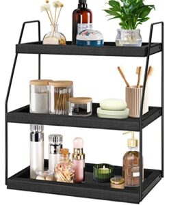 3-tier bathroom counter organizer, wood bathroom countertop vanity organizer bathroom trays for counter, perfume skincare organizer makeup cosmetic holder standing storage shelf, kitchen spice rack