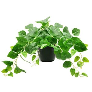 tiita fake plants artificial scindapsus aureus in pots, realistic fake greenery potted plants for home office desk window sill bathroom bedroom outdoor indoor