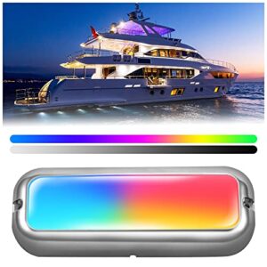 husuku rs9 (2.0) rgb 4000lm underwater marine light for boat, 6.7 inch, 45led dc 12v, 316 stainless steel, ip68, color change led boat light for yacht boat transom fishing dock pontoon