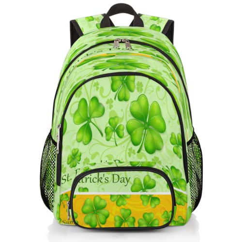 St. Patrick's Day Shamrocks Bookbag School Backpack Teens Girls Boys Schoolbag Shoulder Computer Hiking Gym Travel Casual Travel Daypack