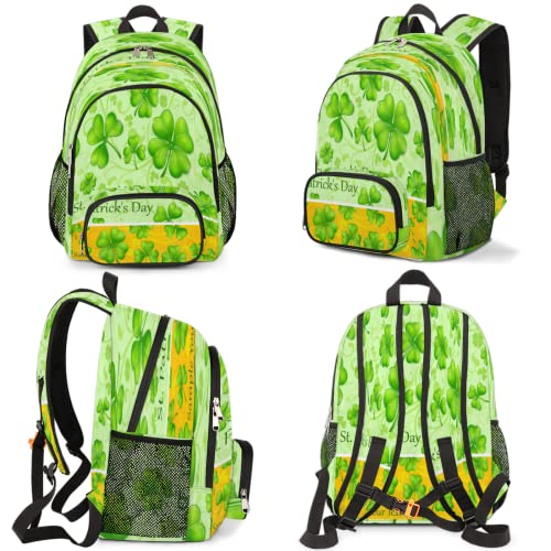 St. Patrick's Day Shamrocks Bookbag School Backpack Teens Girls Boys Schoolbag Shoulder Computer Hiking Gym Travel Casual Travel Daypack