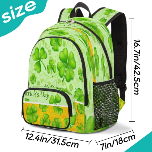 St. Patrick's Day Shamrocks Bookbag School Backpack Teens Girls Boys Schoolbag Shoulder Computer Hiking Gym Travel Casual Travel Daypack