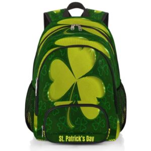 st. patrick's day green shamrocks bookbag school backpack teens girls boys schoolbag shoulder computer hiking gym travel casual travel daypack