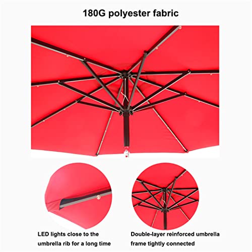 YXDFG 10 Ft Square Patio Umbrella with LED Lights,Solar Outdoor Patio Table Market Umbrella,with Tilt and Crank Solar Umbrella,for Garden, Deck, Backyard, Pool and Beach,Coffee