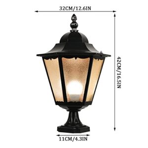 JSBDPHW Waterproof Gate Column Light European Style E27 Pillar Lamp Outdoor Courtyard Garden Post Light Glass Lampshade Lawn Lamp Base Lamp Landscape Light