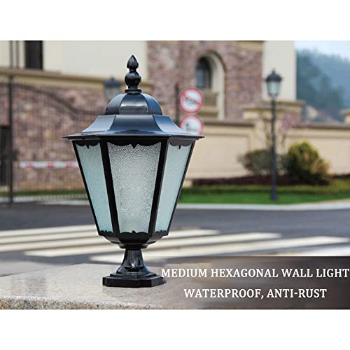 JSBDPHW Waterproof Gate Column Light European Style E27 Pillar Lamp Outdoor Courtyard Garden Post Light Glass Lampshade Lawn Lamp Base Lamp Landscape Light