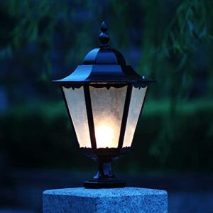 JSBDPHW Waterproof Gate Column Light European Style E27 Pillar Lamp Outdoor Courtyard Garden Post Light Glass Lampshade Lawn Lamp Base Lamp Landscape Light