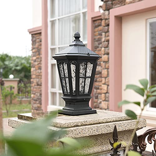 JSBDPHW Outdoor Post Light Fixture Creative Aluminum E27 Pillar Lamp Glass Shade Villa Courtyard Column Light Garden Gate Decoration Landscape Light Lawn Light