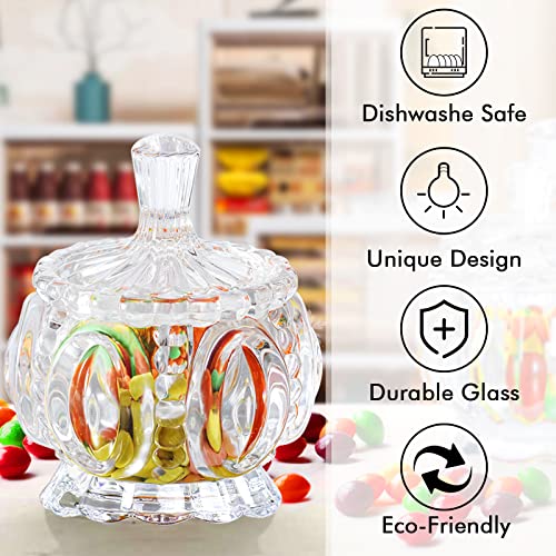 INFTYLE Glass Candy Dish with Lid Set of 4 Crystal Glass Candy Jar Jewelry Box Dappen Dish Cookie Jar for decorative storage gift idea