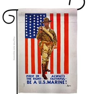 First in The Fight Garden Flag - Armed Forces Marine Corps USMC Semper Fi United State American Military Veteran Retire - House Decoration Banner Small Yard Gift Double-Sided Made USA 13 X 18.5