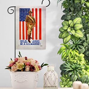 First in The Fight Garden Flag - Armed Forces Marine Corps USMC Semper Fi United State American Military Veteran Retire - House Decoration Banner Small Yard Gift Double-Sided Made USA 13 X 18.5