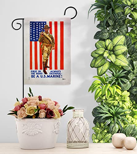 First in The Fight Garden Flag - Armed Forces Marine Corps USMC Semper Fi United State American Military Veteran Retire - House Decoration Banner Small Yard Gift Double-Sided Made USA 13 X 18.5