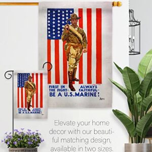 First in The Fight Garden Flag - Armed Forces Marine Corps USMC Semper Fi United State American Military Veteran Retire - House Decoration Banner Small Yard Gift Double-Sided Made USA 13 X 18.5