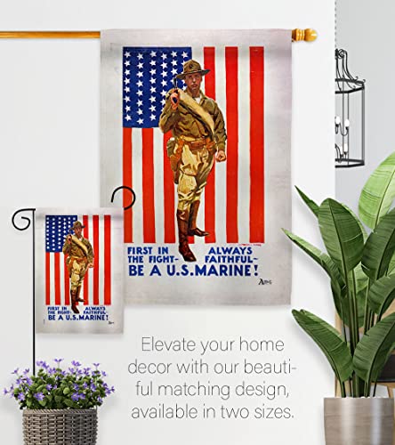 First in The Fight Garden Flag - Armed Forces Marine Corps USMC Semper Fi United State American Military Veteran Retire - House Decoration Banner Small Yard Gift Double-Sided Made USA 13 X 18.5