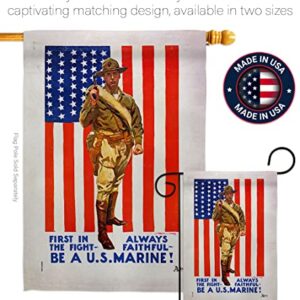 First in The Fight Garden Flag - Armed Forces Marine Corps USMC Semper Fi United State American Military Veteran Retire - House Decoration Banner Small Yard Gift Double-Sided Made USA 13 X 18.5