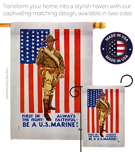 First in The Fight Garden Flag - Armed Forces Marine Corps USMC Semper Fi United State American Military Veteran Retire - House Decoration Banner Small Yard Gift Double-Sided Made USA 13 X 18.5