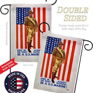 First in The Fight Garden Flag - Armed Forces Marine Corps USMC Semper Fi United State American Military Veteran Retire - House Decoration Banner Small Yard Gift Double-Sided Made USA 13 X 18.5