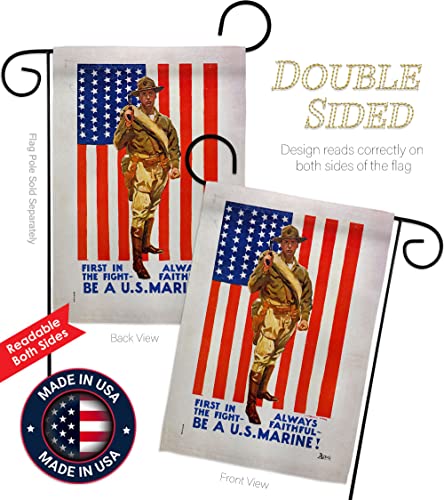 First in The Fight Garden Flag - Armed Forces Marine Corps USMC Semper Fi United State American Military Veteran Retire - House Decoration Banner Small Yard Gift Double-Sided Made USA 13 X 18.5