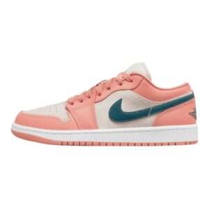 nike women's air jordan 1 low unc basketball shoe, lt madder root/dark teal green, 9