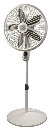 Lasko 1885 18" Cyclone Pedestal Fan with Remote Control, 18 inches White & Portable Electric 42" Oscillating Tower Fan with Nighttime Setting, Timer and Remote Control, Silver T42951