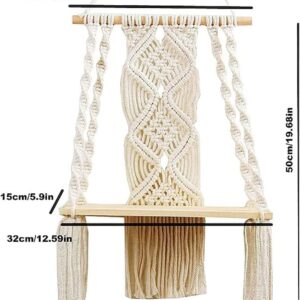 Ywreeddace Macrame Wall Hanging Shelf，Handmade Boho Rope Plant Hanger Holder for Decor