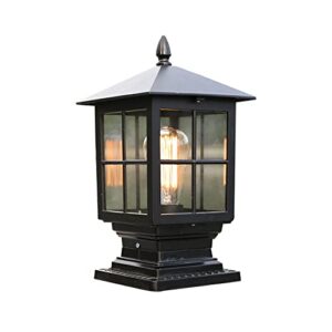 jsbdphw european style e27 column light aluminum pillar lamp outdoor patio fence post light waterproof ip55 glass lampshade villa gate base landscape light