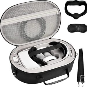 Carrying Case Compatible with Oculus Quest 2 Advanced All-In-One Virtual Reality Headset with Elite Strap & Touch Controller. Travel Storage Box Organizer Bag with Silicone Face Cover, Lens Protector