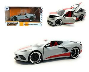 jada 1:24 bigtime muscle 2020 gray chevrolet corvette stingray c8 model 33045